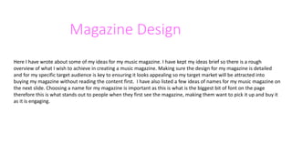 Magazine name and ideas presentation | PPT