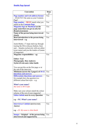 Magazine pages checklist | DOC