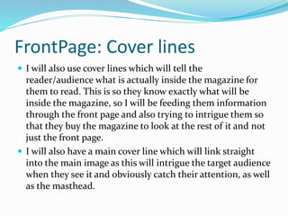 Magazine plan for my magazines front cover | PPTX | Desktop Publishing ...