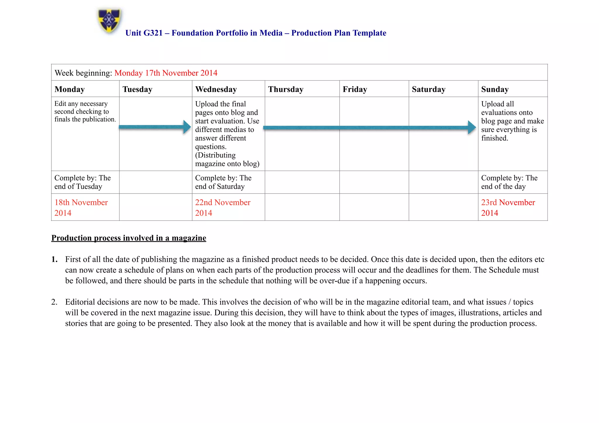 Magazine production plan template | PDF
