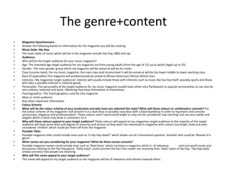 Magazine questionaire power point version | PPT