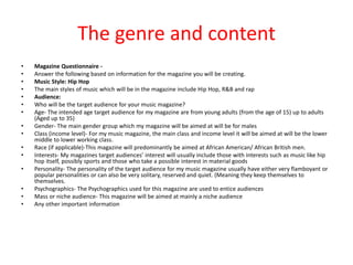 Magazine questionnaire for magazine cover | PPT