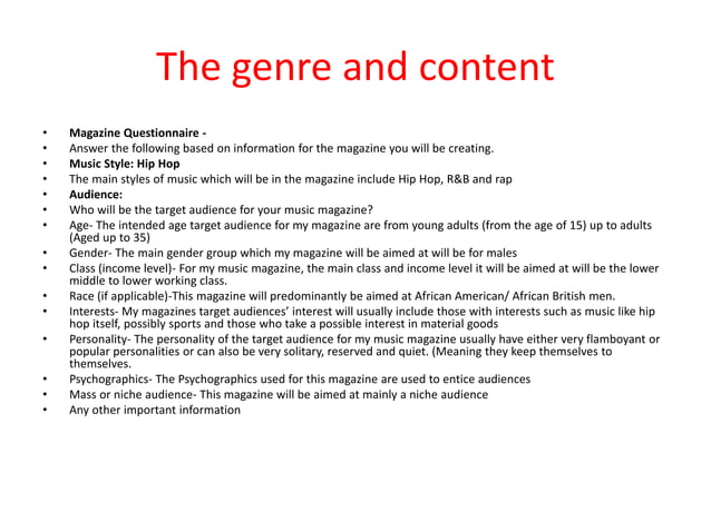 Magazine questionnaire for magazine cover | PPT