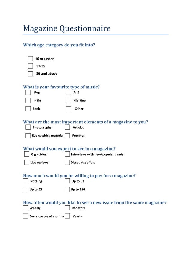 Magazine questionnaire | PDF