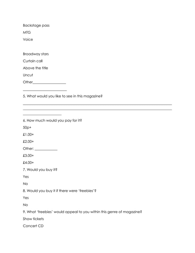 Magazine questionnaire | DOCX