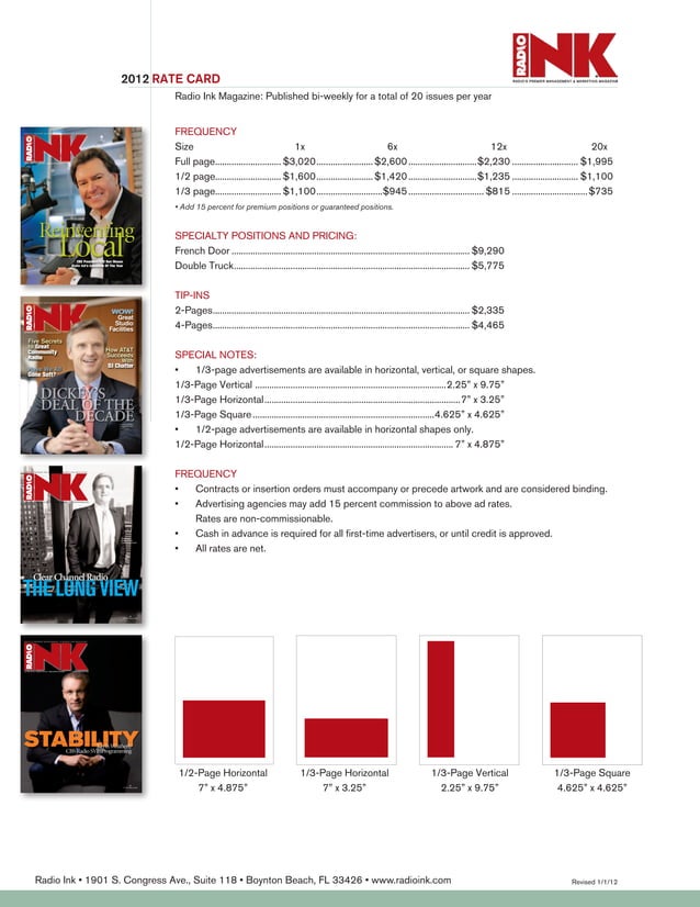 Radio Ink Magazine ratecard | PDF