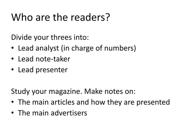 Magazine reader profiles | PPT