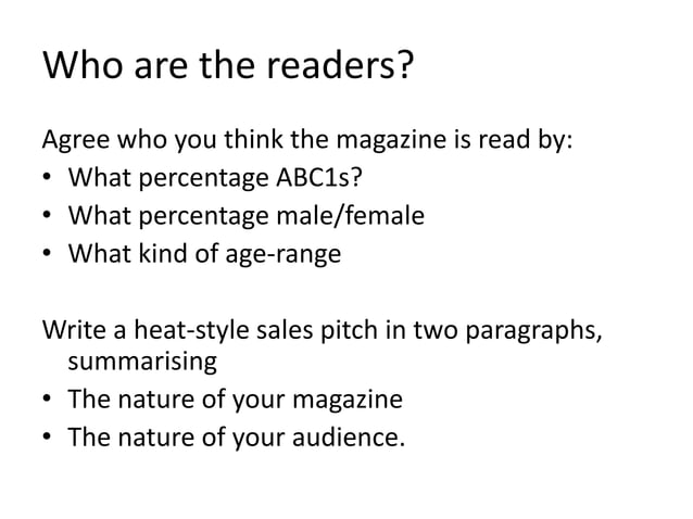 Magazine reader profiles | PPTX | Business | Business and Finance