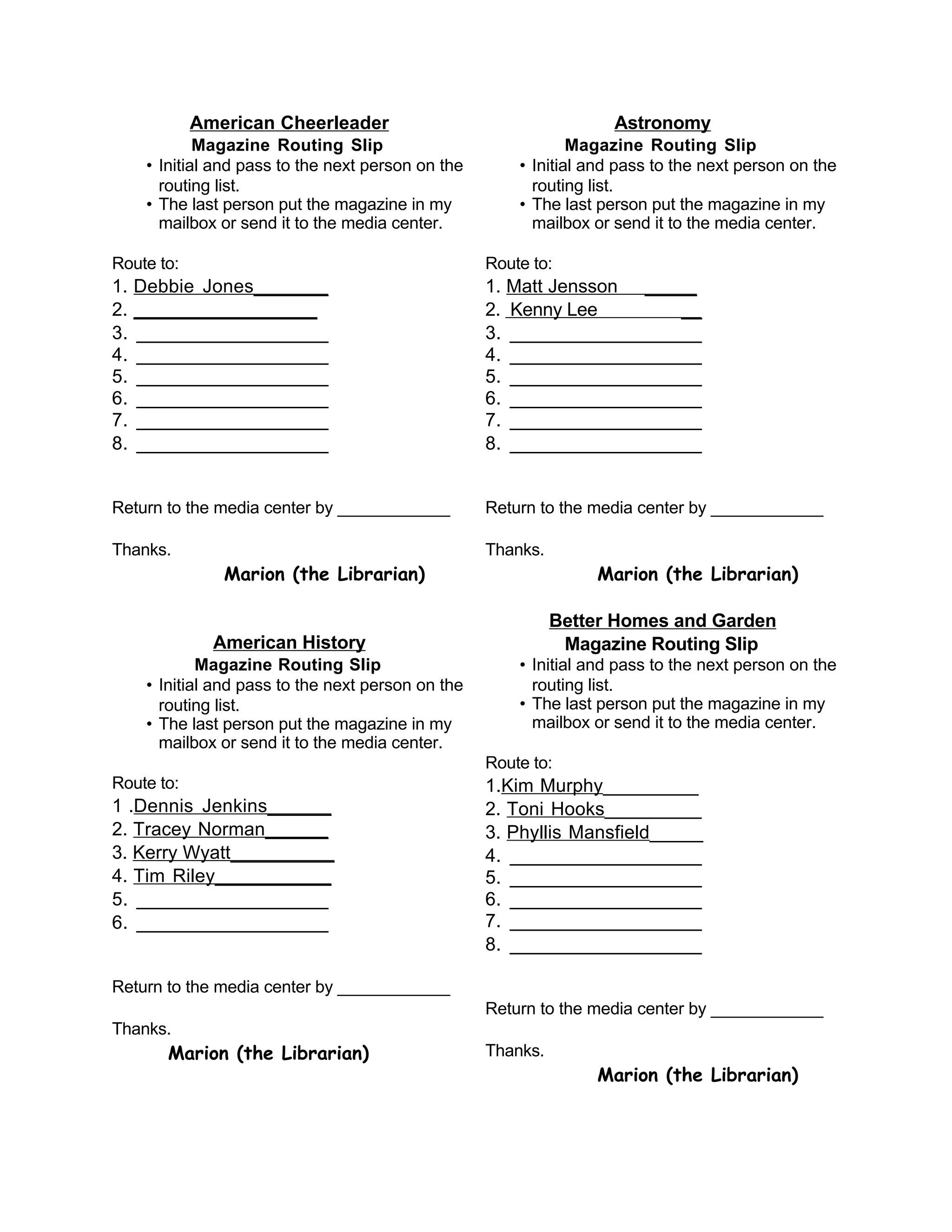 Magazine Routing Slips | PDF