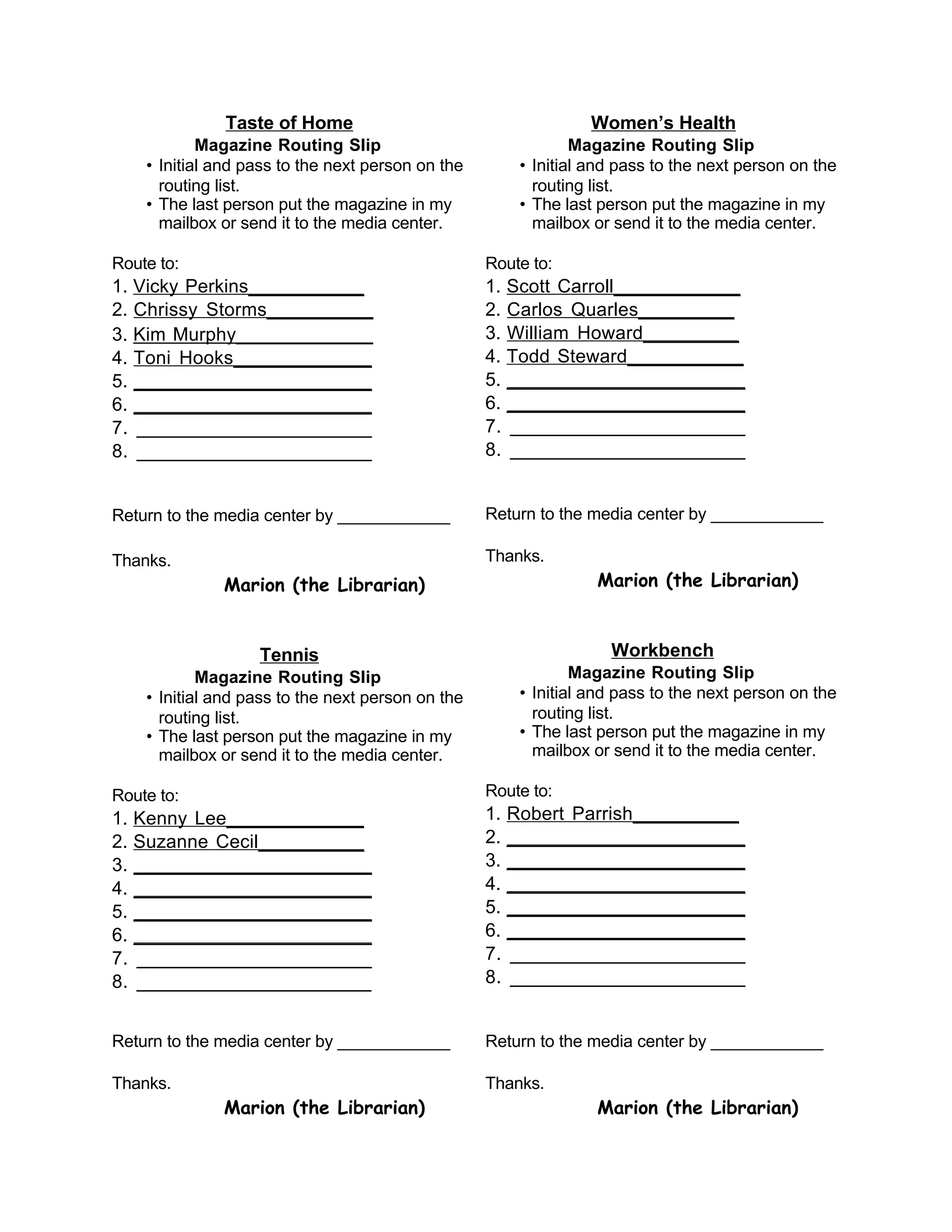 Magazine Routing Slips | PDF
