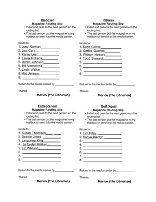 Magazine Routing Slips | PDF