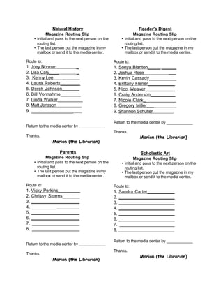 Magazine Routing Slips | PDF