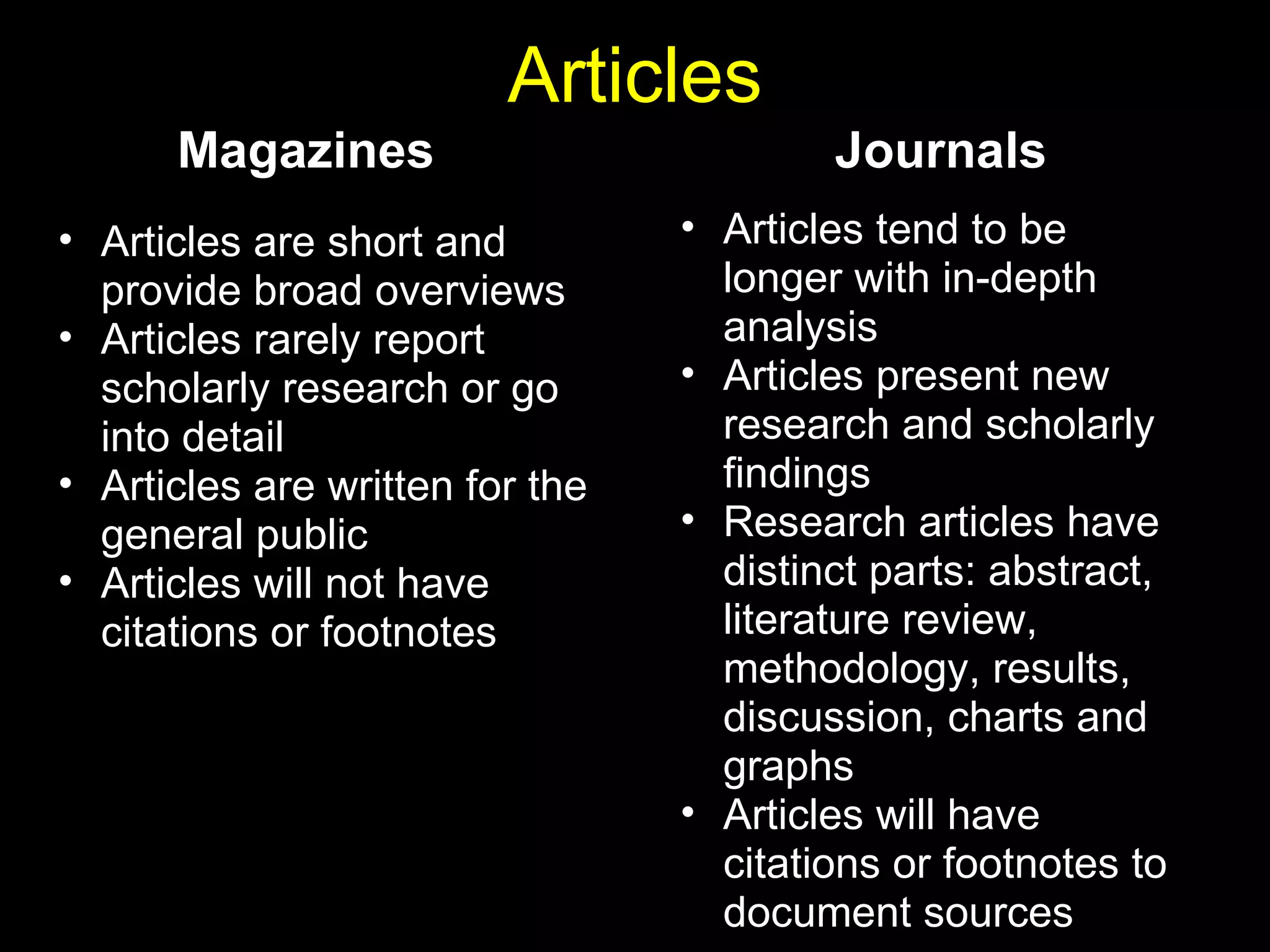 Magazines vs. Peer-Reviewed Journals | PPT