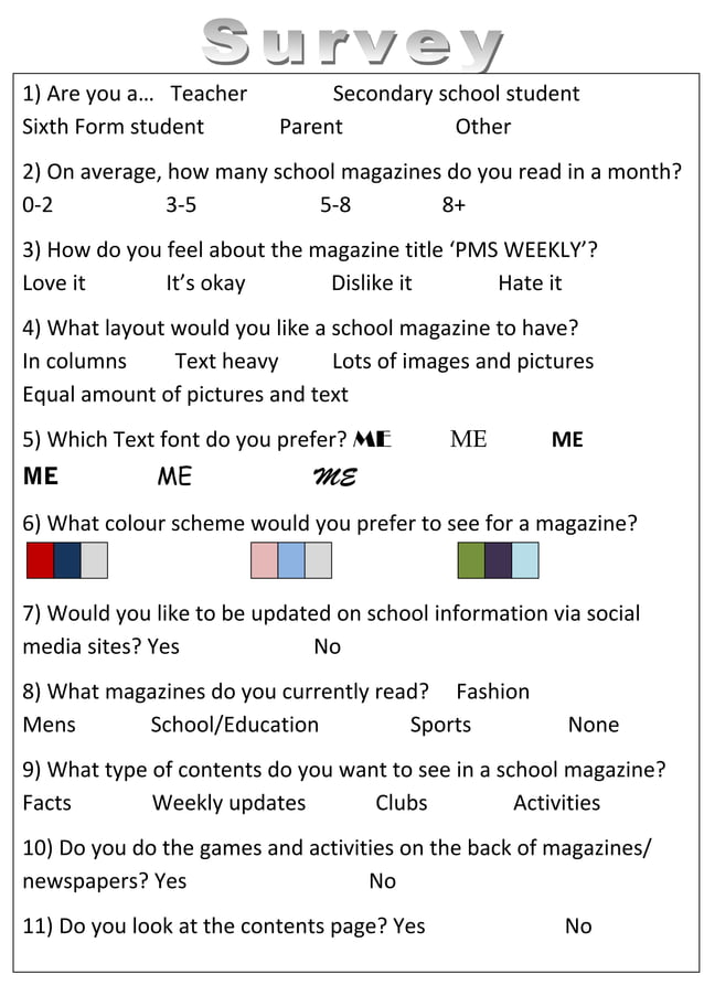School magazine survey | PDF