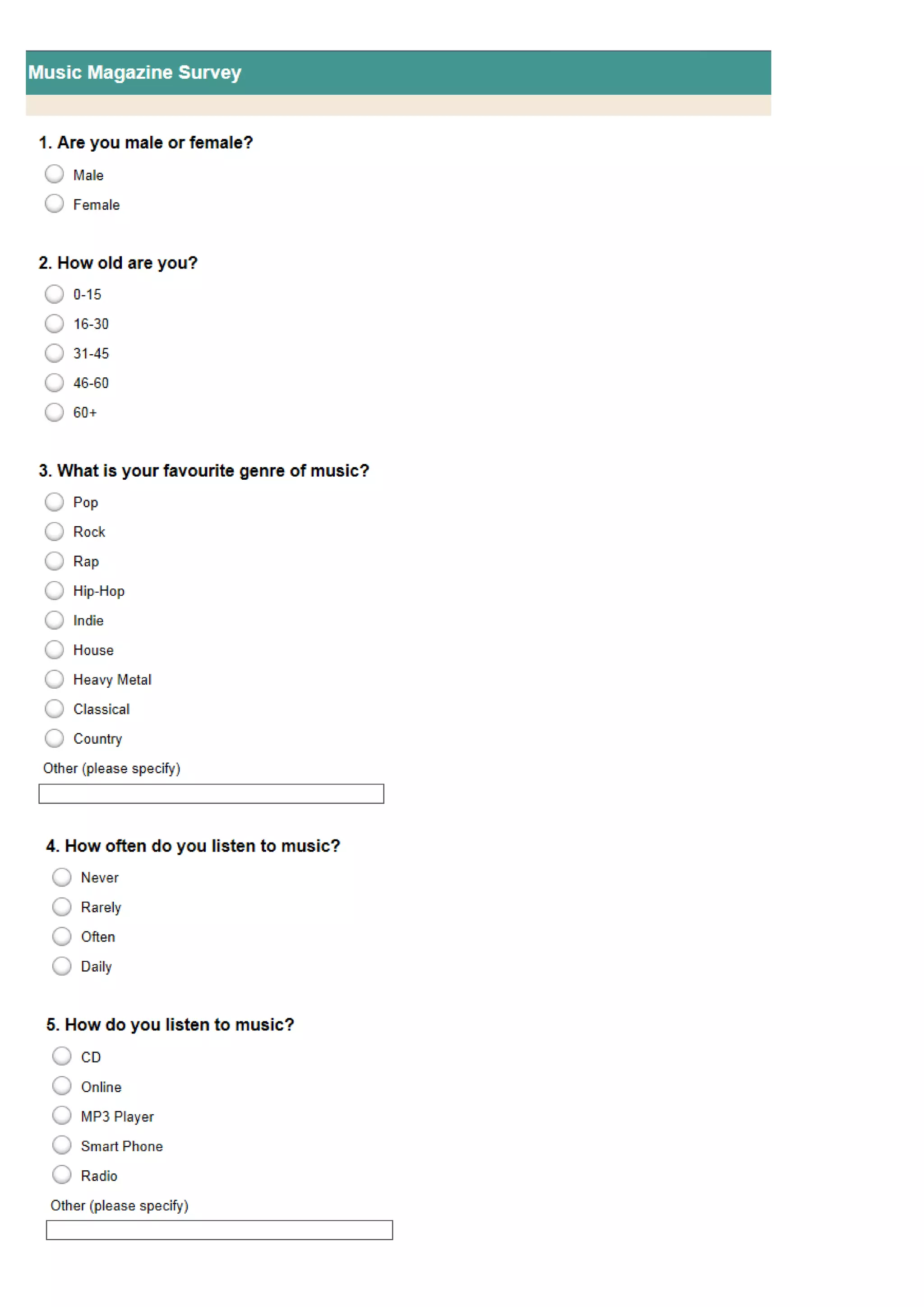Magazine survey (blank) 1 | PDF