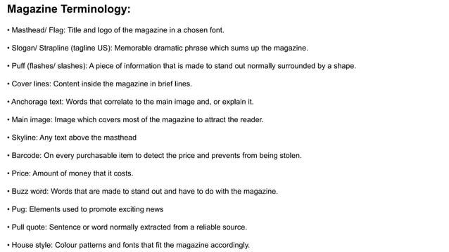 Magazine terminology | PPTX