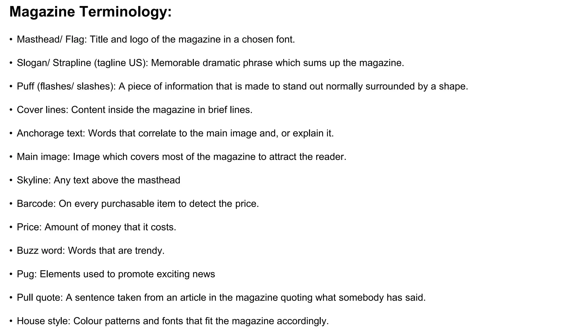Magazine Cover Terminology | PPTX