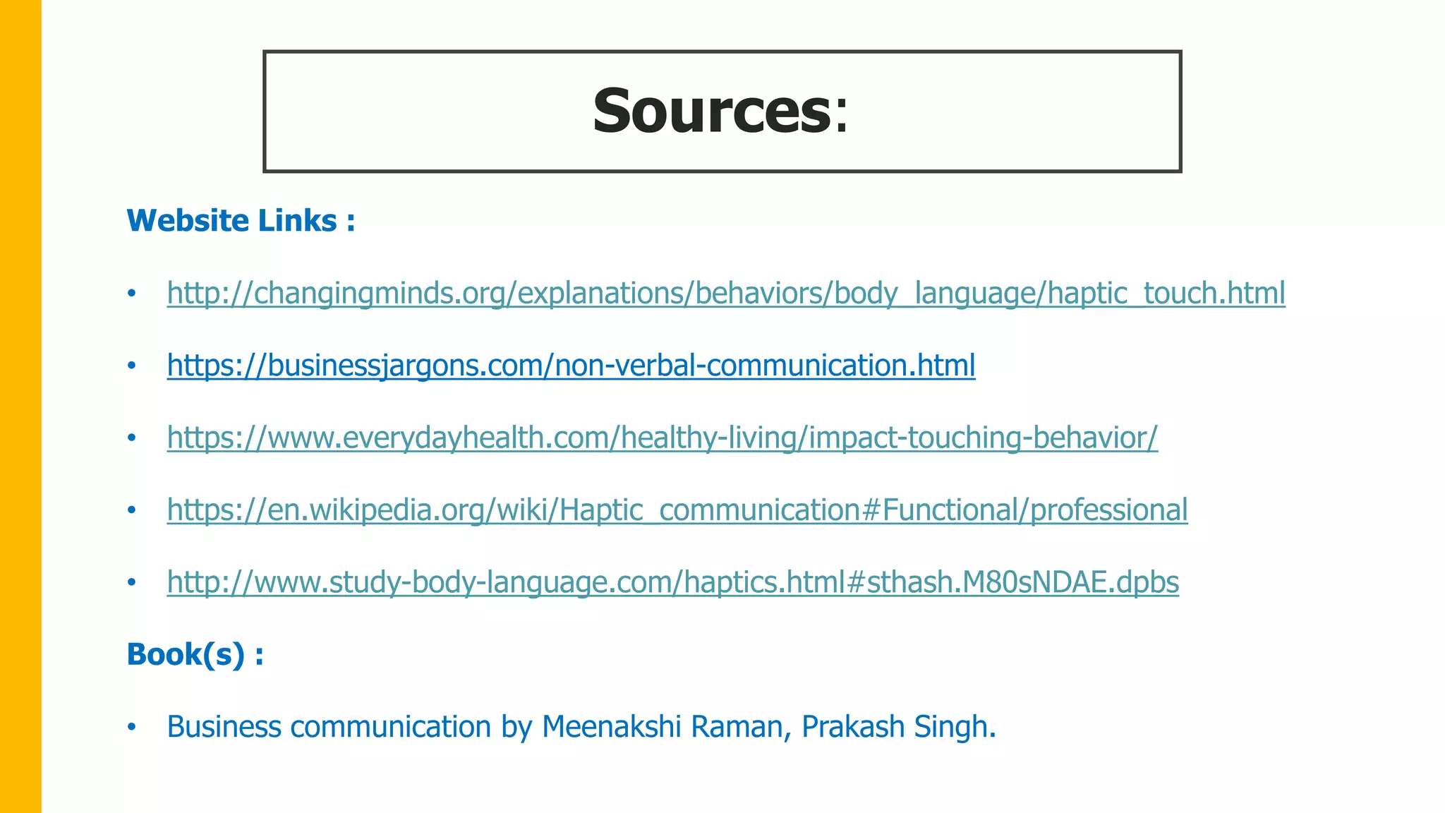 Non Verbal Communication - Haptics | PPTX