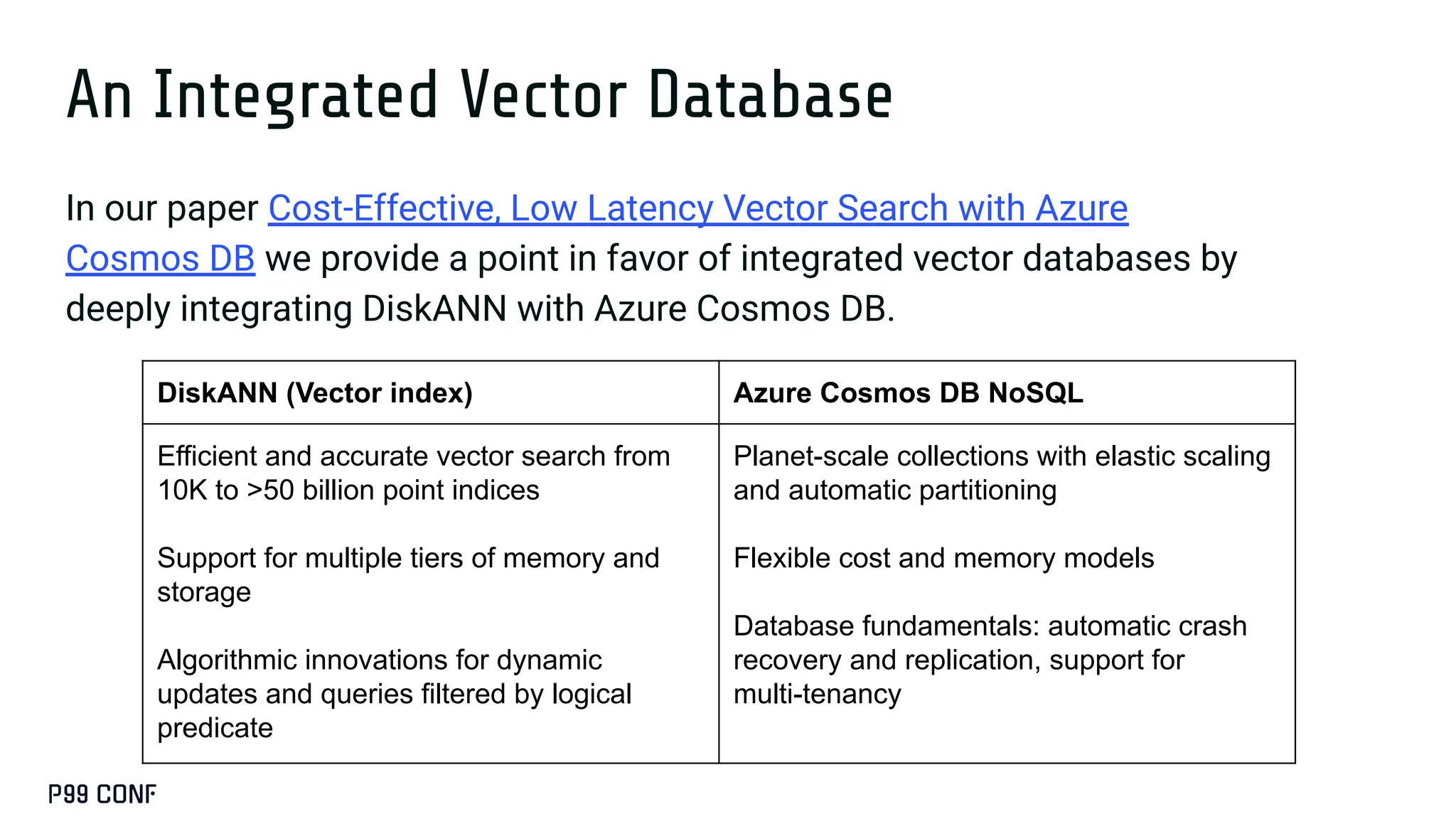 Cost Effective, Low Latency Vector Search In Databases: A Case Study with Azure Cosmos DB by ...