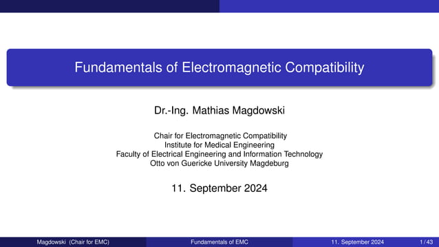 Fundamentals of Electromagnetic Compatibility (Slides for the EMC Boot ...