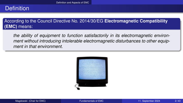Fundamentals of Electromagnetic Compatibility (Slides for the EMC Boot ...