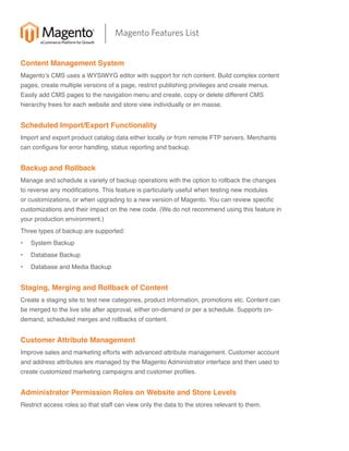 Magento feature list | PDF