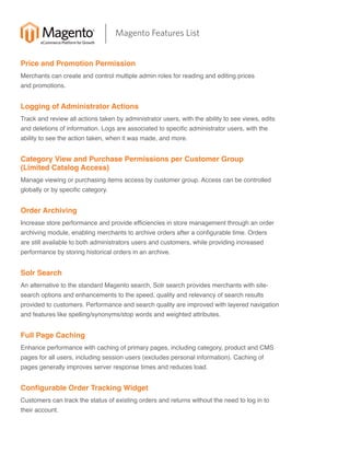 Magento feature list | PDF