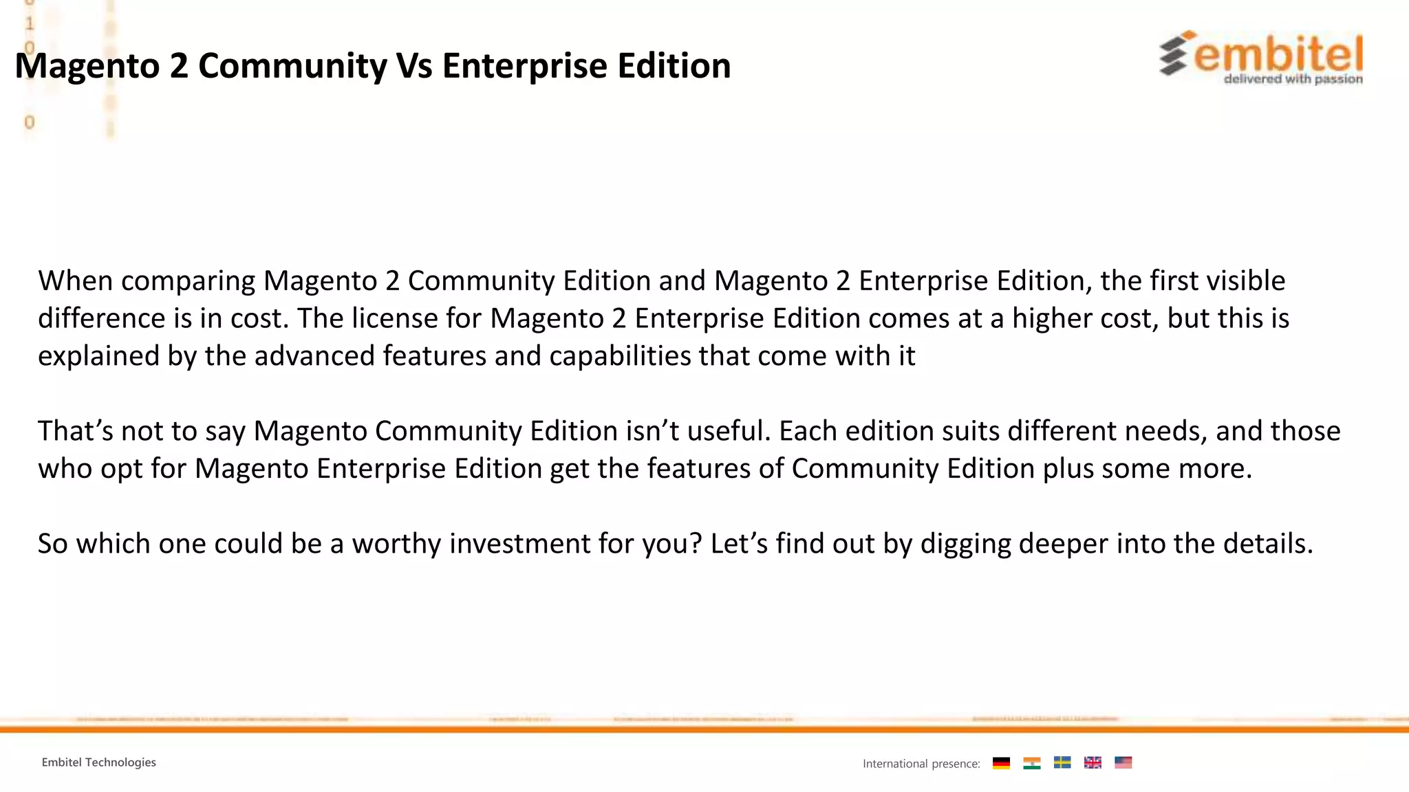 Magento 2 Community Vs Enterprise Edition Comparison | PPT