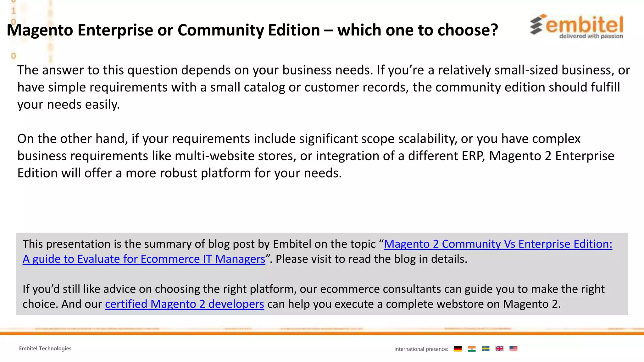 Magento 2 Community Vs Enterprise Edition Comparison | PPT