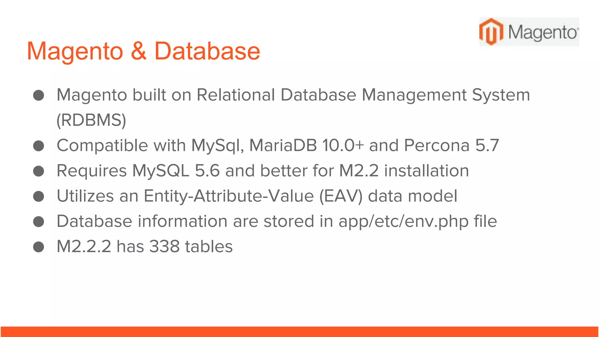 Magento 2 Database Tables Schema Main Tables For Main Features Of Magento 222 Version Ppt 8522