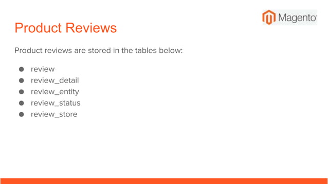 Magento 2 Database Tables, Schema, Main tables for main features of Magento 2.2.2 version | PPT