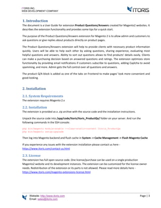 Magento 2 Questions And Answers Extension by IToris inc. | PDF