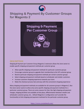 MAGENTO 2 SHIPPING & PAYMENT PER CUSTOMER GROUP | PDF