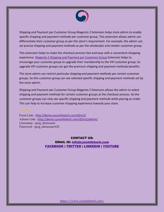 MAGENTO 2 SHIPPING & PAYMENT PER CUSTOMER GROUP | PDF