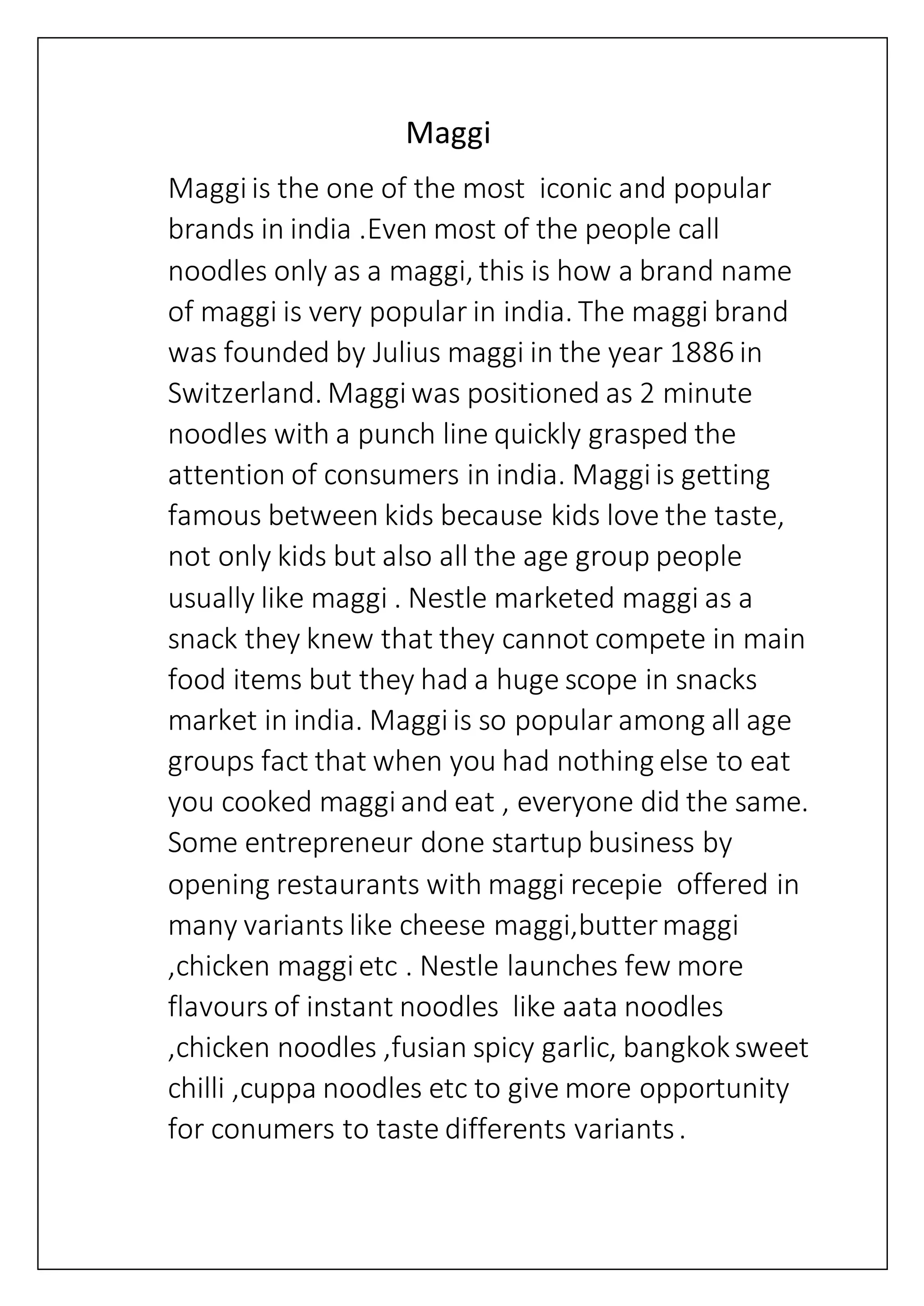 Maggi assignment | DOCX