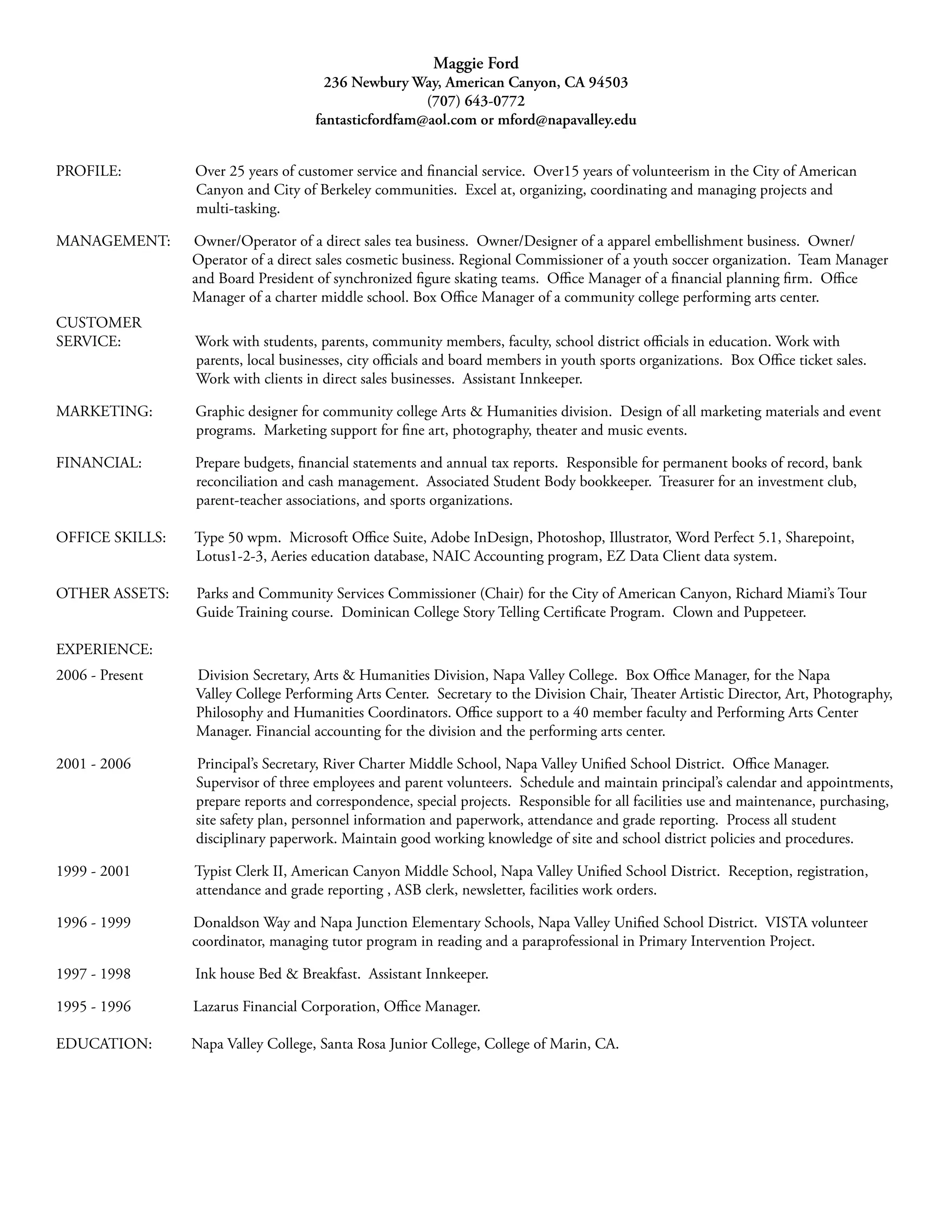 Maggie Ford Resume 2011 | PDF