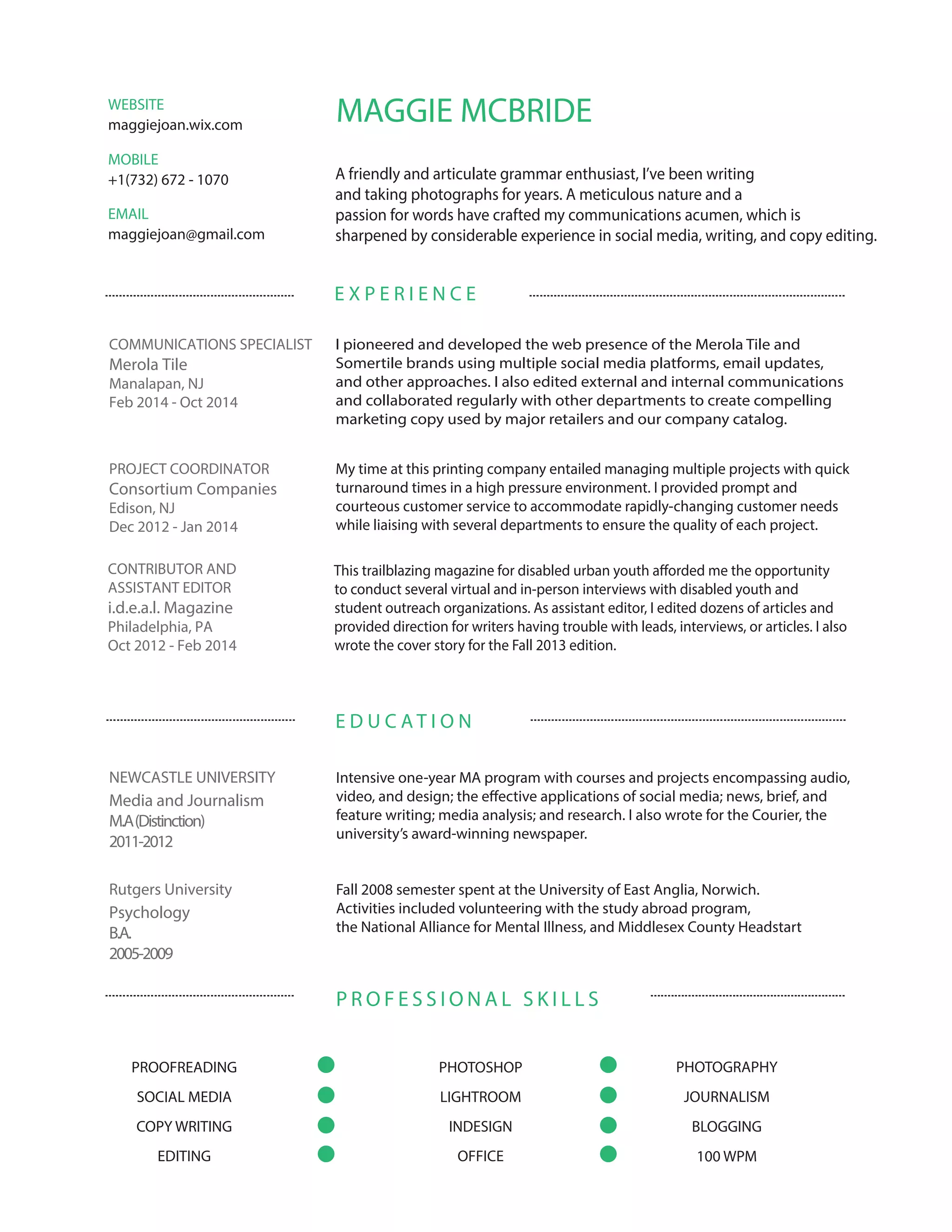 Maggie McBride's Resume | PDF