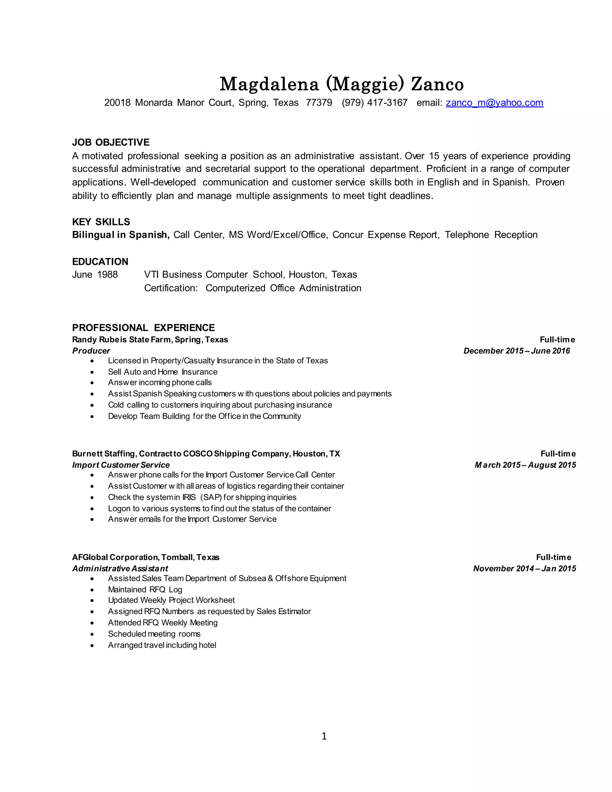 Maggie resume july 16 | DOCX