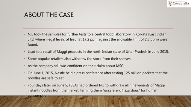 Maggi noodles Case Study | PPTX | Recalls | Consumer Issues