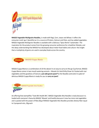 Maggi vegetable multigrainz noodles | PDF