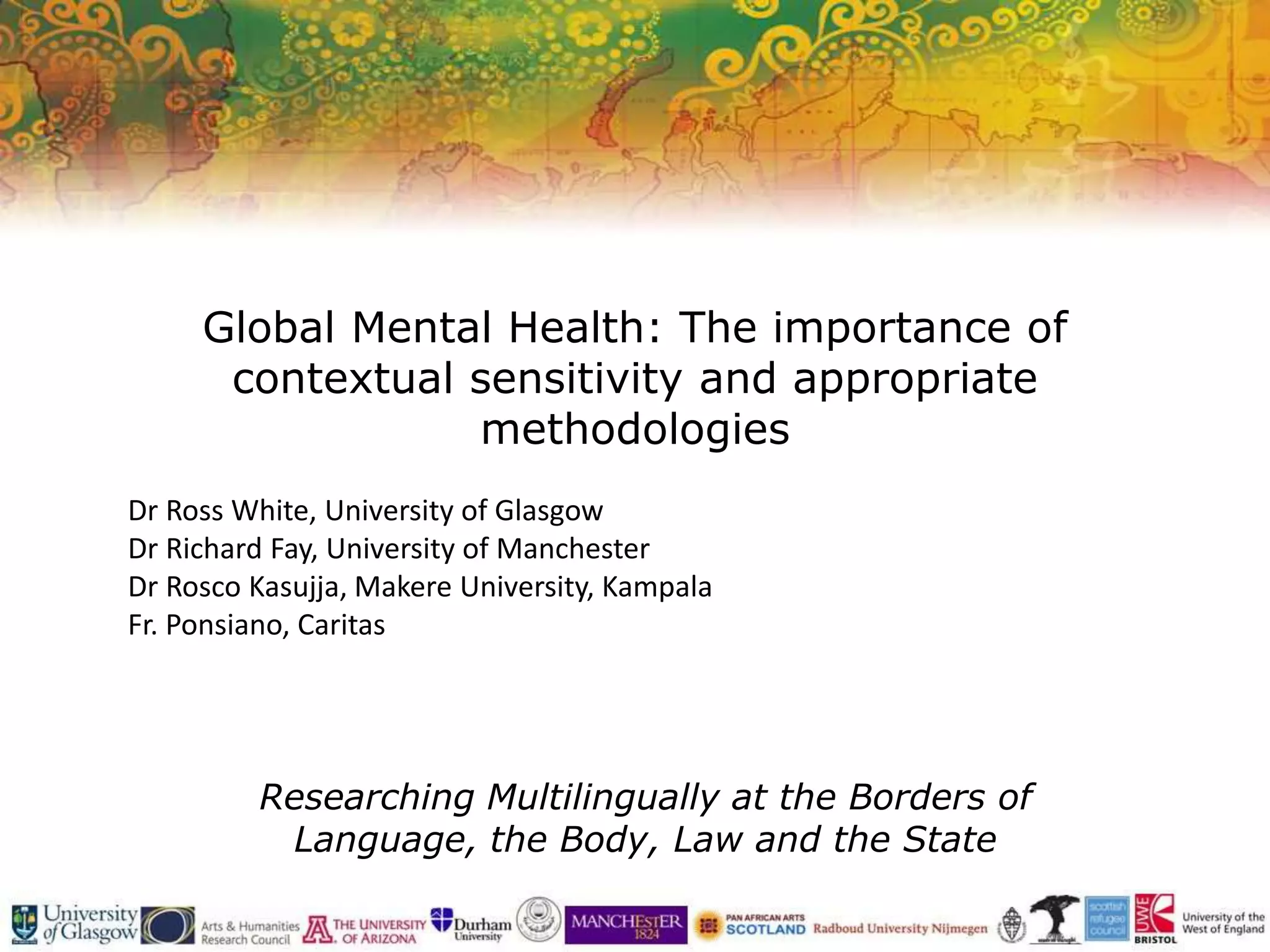 Global Mental Health: the importance of contextual sensitivity and ...