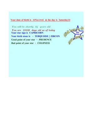 Magic birthdate calculation | XLS