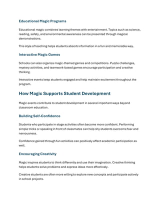 Magic Events in Schools: Enhancing Learning and Entertainment | PDF