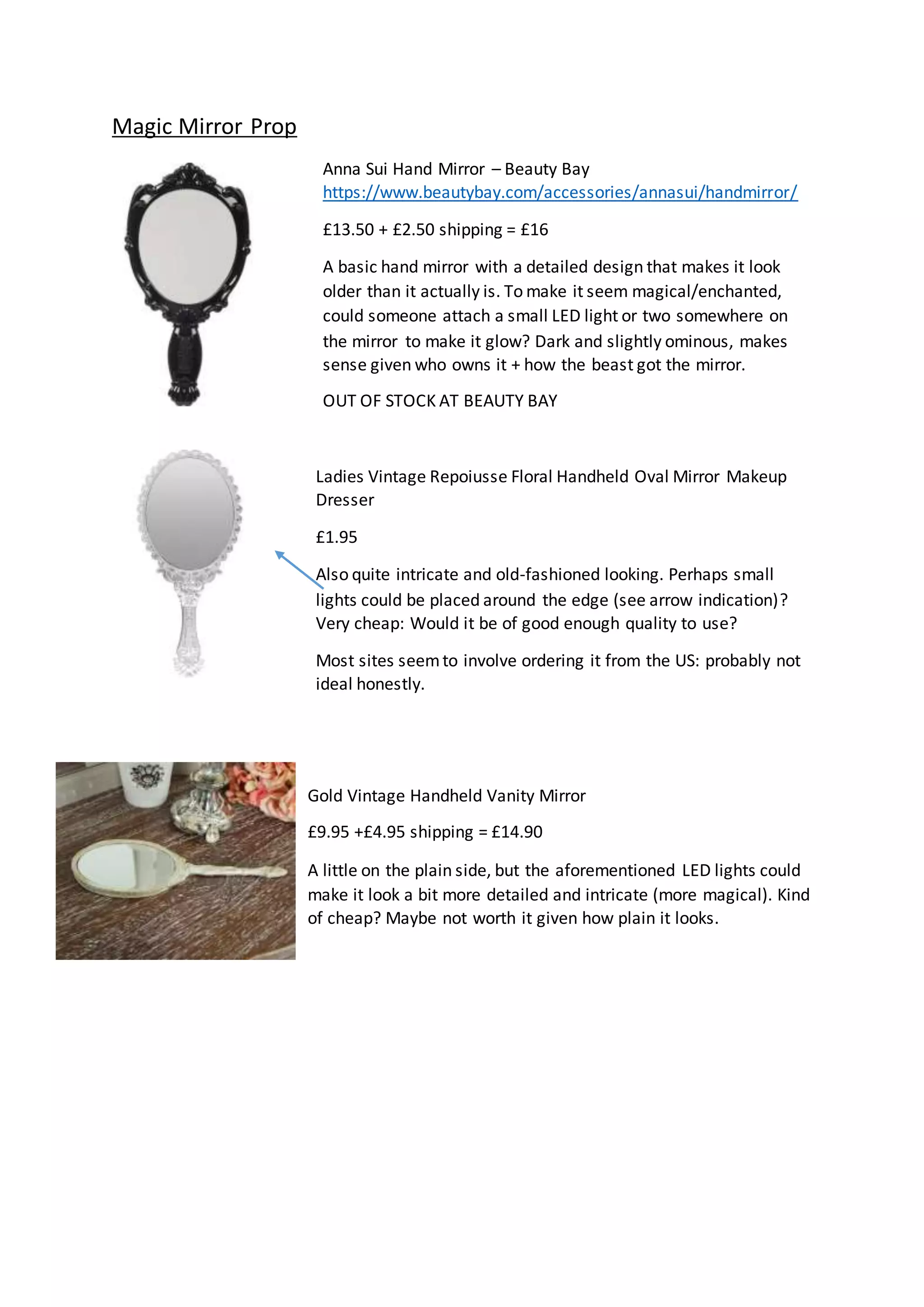 Magic mirror prop | DOCX | Beauty | Style & Fashion