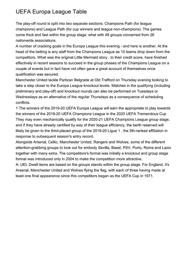 UEFA Europa League Table | PDF