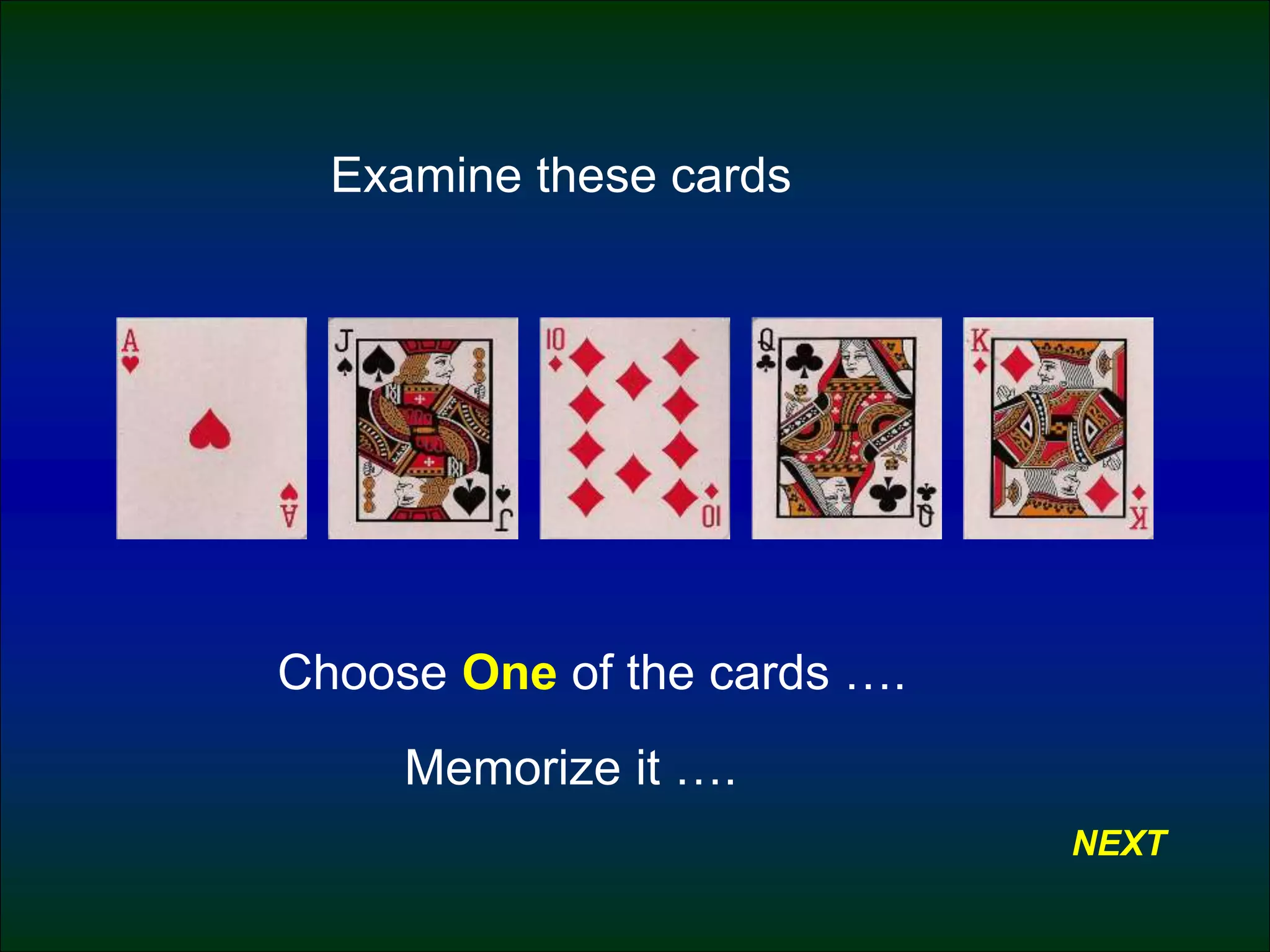 Pick Up And Memorize Your Card | PPTX