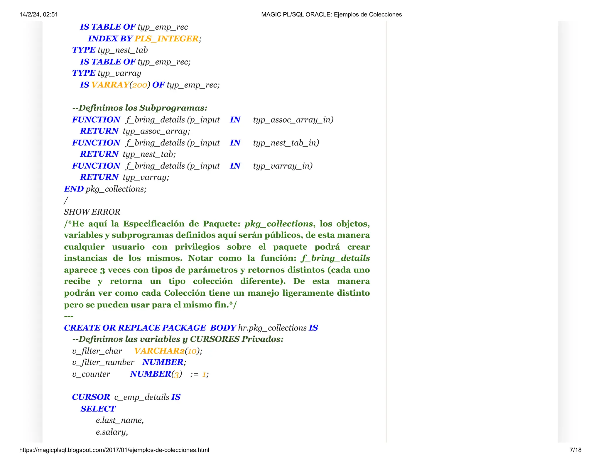 MAGIC PL_SQL ORACLE_ Ejemplos de Colecciones.pdf