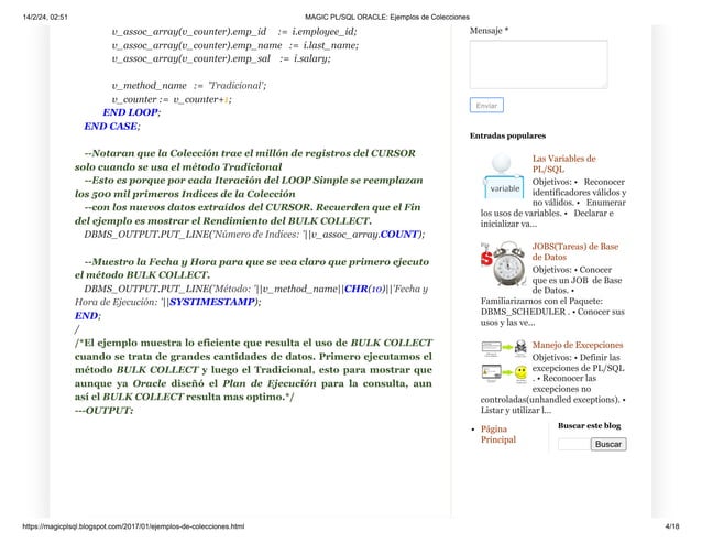 MAGIC PL_SQL ORACLE_ Ejemplos de Colecciones.pdf