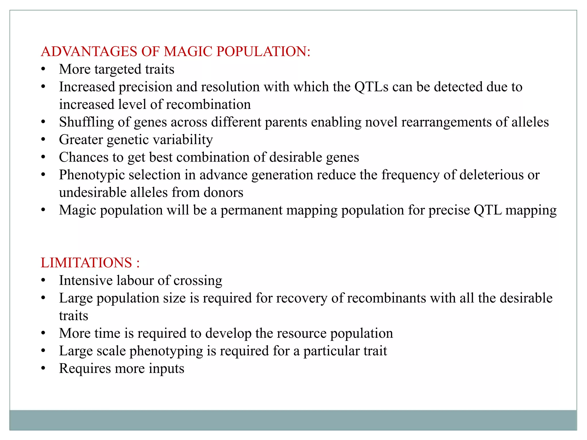 MAGIC population and its application in crop improvement | PPTX