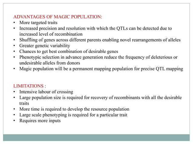 MAGIC population and its application in crop improvement | PPTX